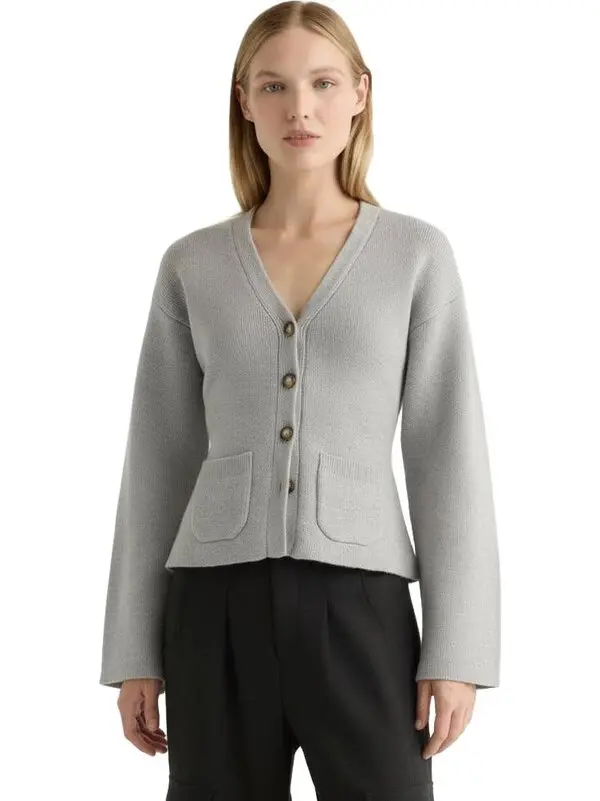 Modern Citizen Elinor Organic Cotton Wool Cardigan - Light Graphite