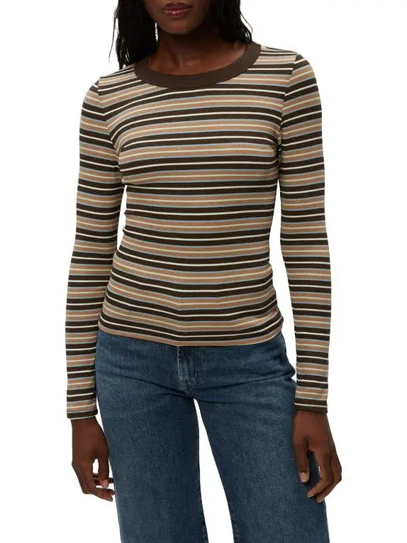 Michael Stars Zola Stripe Long Sleeve Rib T-shirt - Neutral Stripe