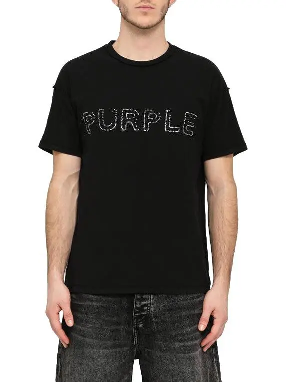 PURPLE BRAND Inside Out Texture Cotton Jersey Graphic T-shirt - Black
