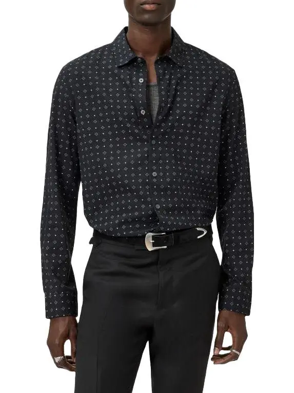 John Varvatos Luca Geometric Button-up Shirt - Black