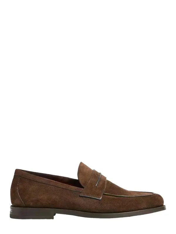 Zegna Suede Penny Loafers - Brown