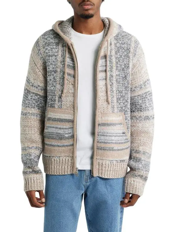 Obey Baja Zip Hooded Cardigan - Natural Mu