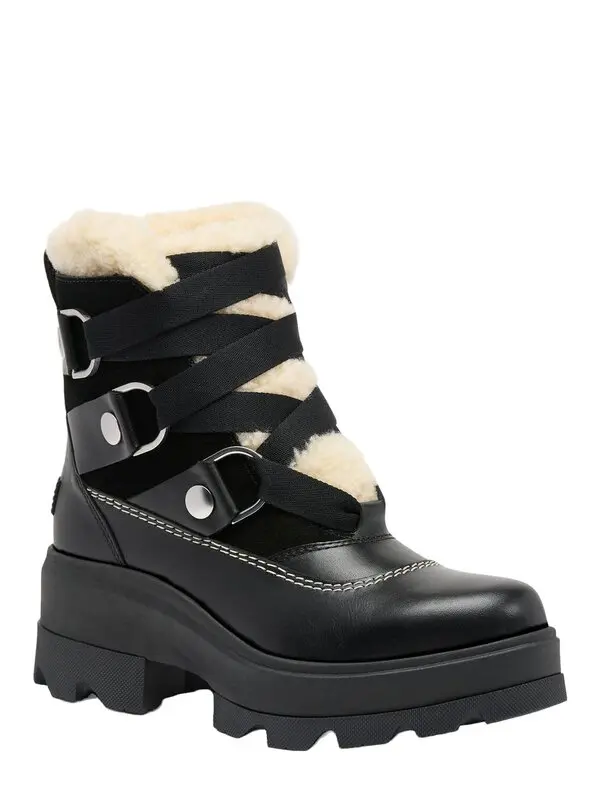 Sorel Joan Frwd Cozy Shearling Trim Waterproof Boots - Black/black
