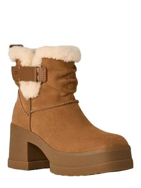 UGG Moxy Genuine Shearling Trim Pull-on Boot - Chestnut
