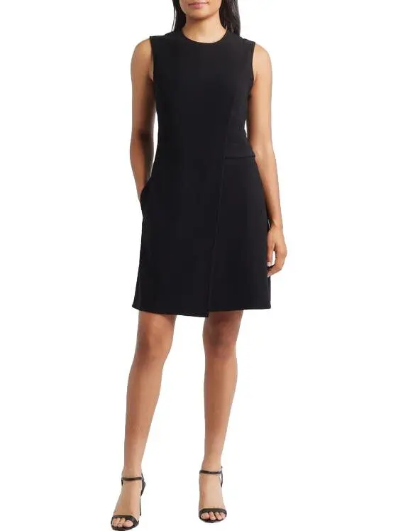NIC+ZOE Scuba Knit Angled Hem Dress - Black Onyx