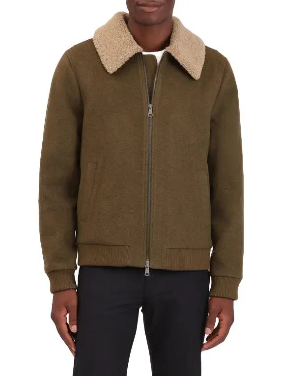 Bagatelle Felted Wool Blend Aviator Jacket - Olive