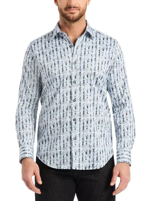 Robert Graham Wooster Stripe Stretch Cotton Button-up Shirt - White