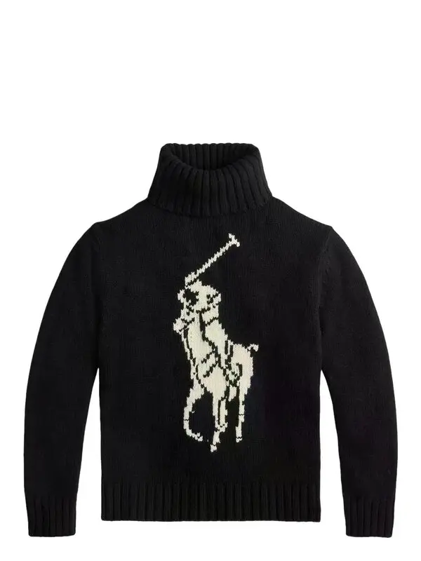 Polo Ralph Lauren Polo-player Intarsia Wool Sweater - Black