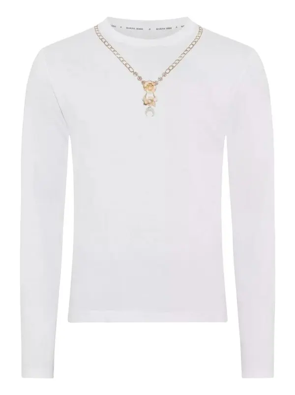 MARINE SERRE Necklace-print Long-sleeve T-shirt - White