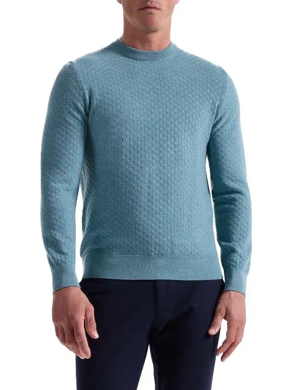 Bugatchi Basketweave Stitch Merino Wool Sweater - Aloe