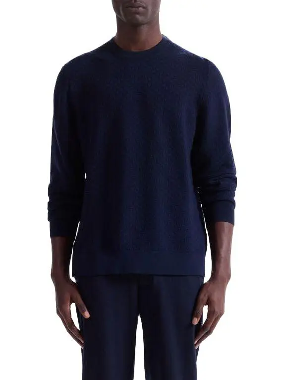 Bugatchi Basketweave Stitch Merino Wool Sweater - Navy