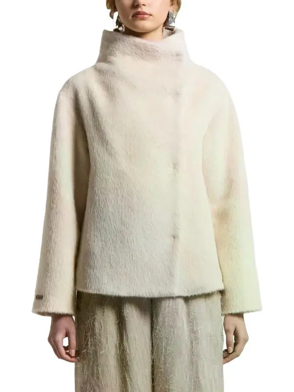 Peserico High-neck Asymmetrical Coat - Neutrals