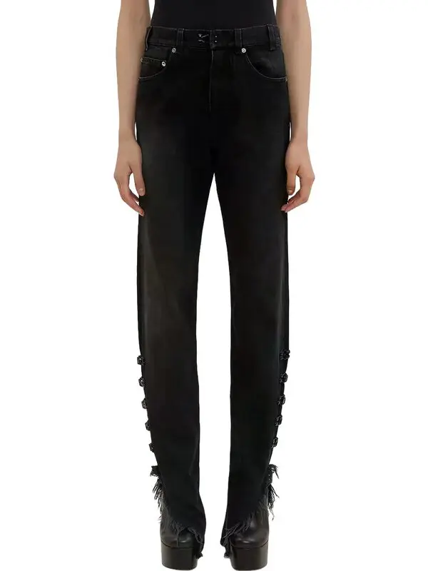 OLIVIER THEYSKENS Distressed Bootcut Jeans - Black