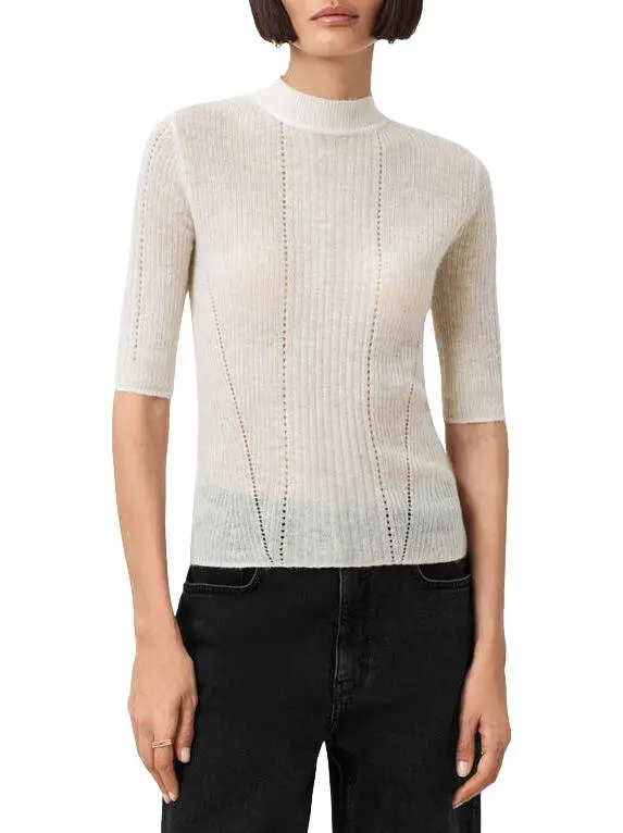 ALLSAINTS Filippa Mock Neck Sweater - Antique White