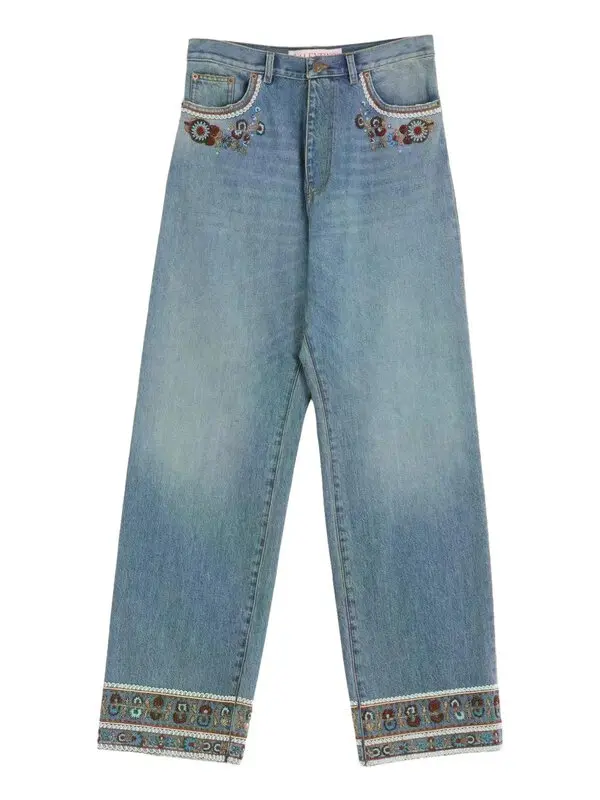 Valentino Garavani Embroidered Jeans - Blue