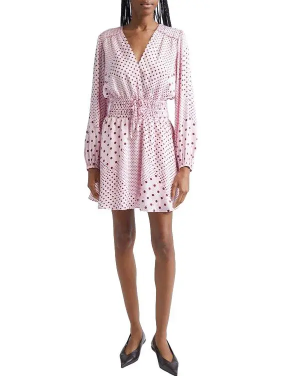 Derek Lam 10 Crosby Calanthe Print Long Sleeve Satin Dress - Pink Quartz/bordeaux