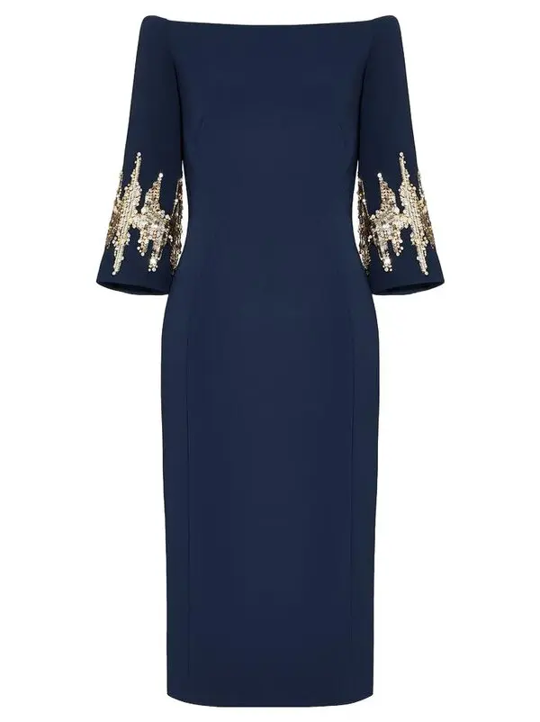 Jenny Packham Aster Sequin-embellished Midi Dress - Blackthorne Blue