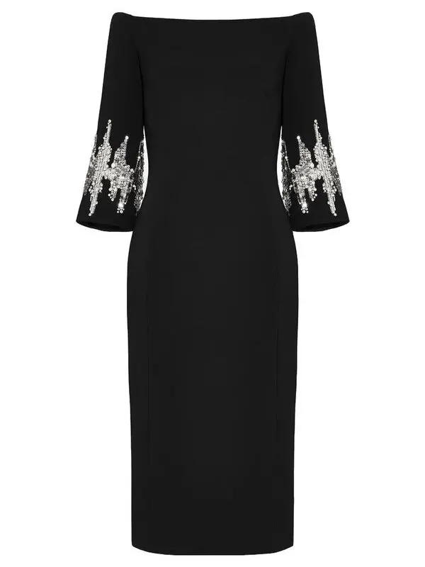 Jenny Packham Aster Sequin-embellished Midi Dress - Liquorice