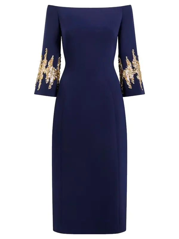 Jenny Packham Aster Sequin-embellished Midi Dress - Midnight Kiss