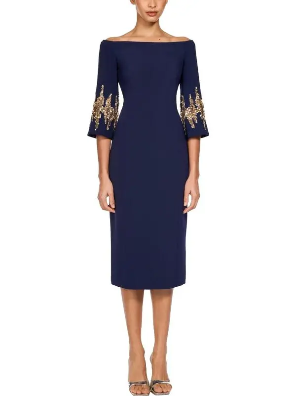 Jenny Packham Aster Sequin-embellished Midi Dress - Midnight Kiss
