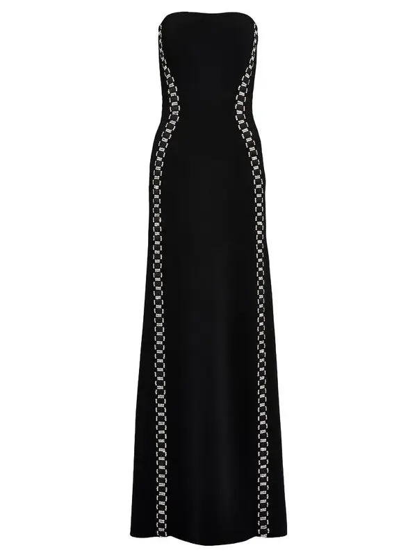 Jenny Packham Triumph Crystal-embellished Strapless Maxi Dress - Liquorice