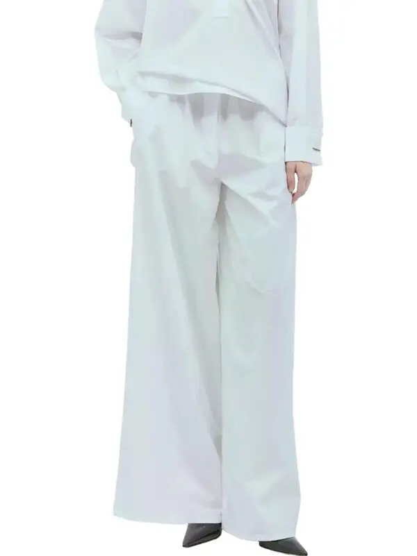 Max Mara Embroidered Logo Wide-leg Trousers - White