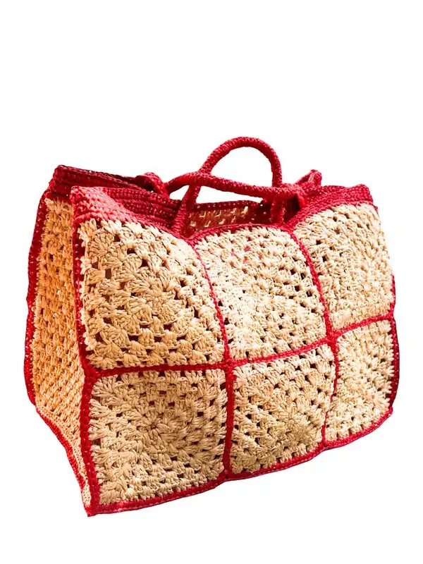 ZANATANY CONCEPTS Carrey Raffia Tote Bag - Red