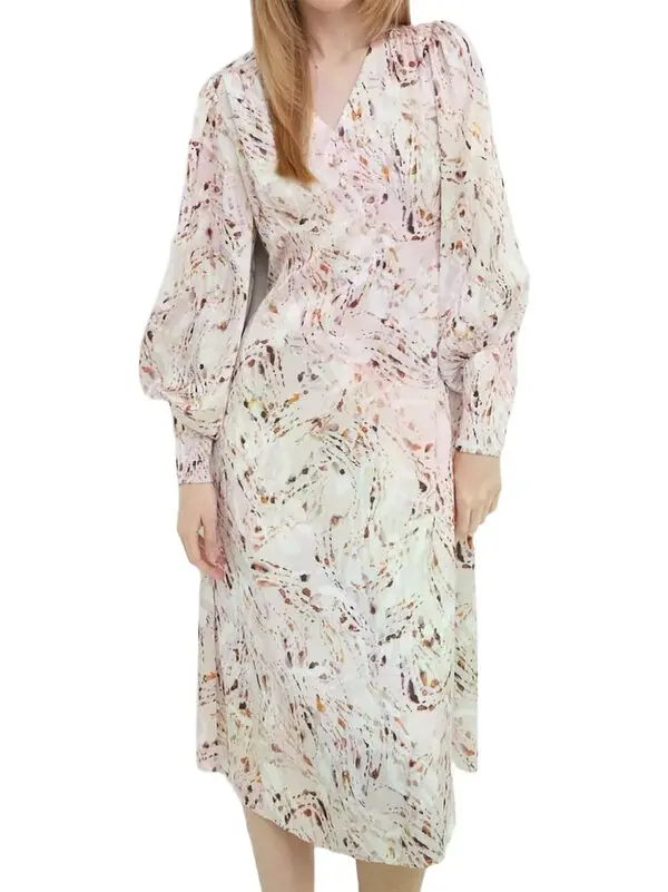 BRUUNS BAZAAR Marble-print Puff-sleeve Dress - Pink