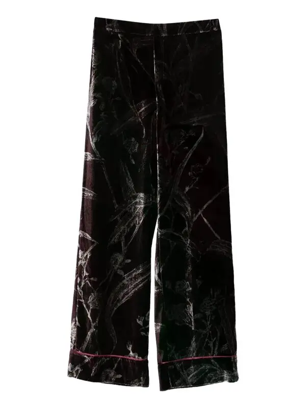 La DoubleJ Floral Velvet Trousers - Red