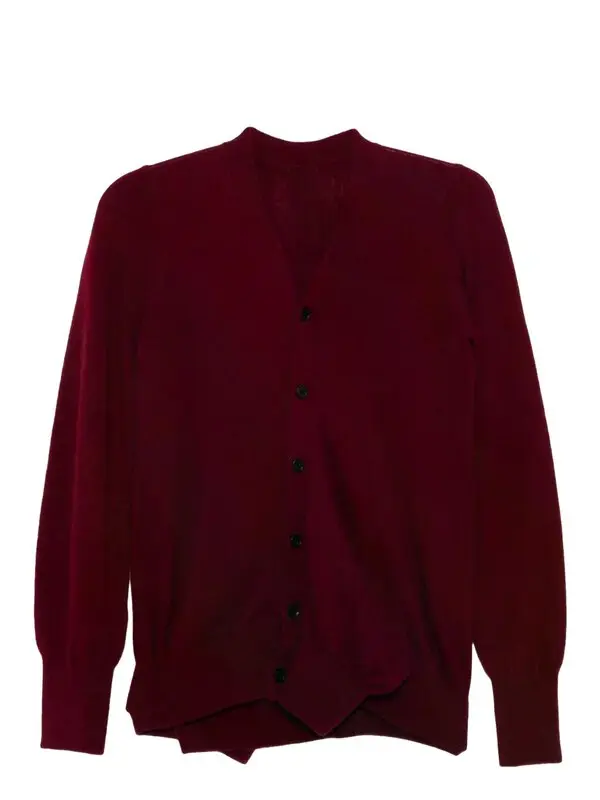 Yohji Yamamoto V-neck Long-sleeved Cardigan - Red