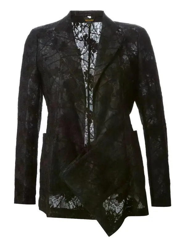 Comme Des Garçons Lace Embroidered Jacket - Black