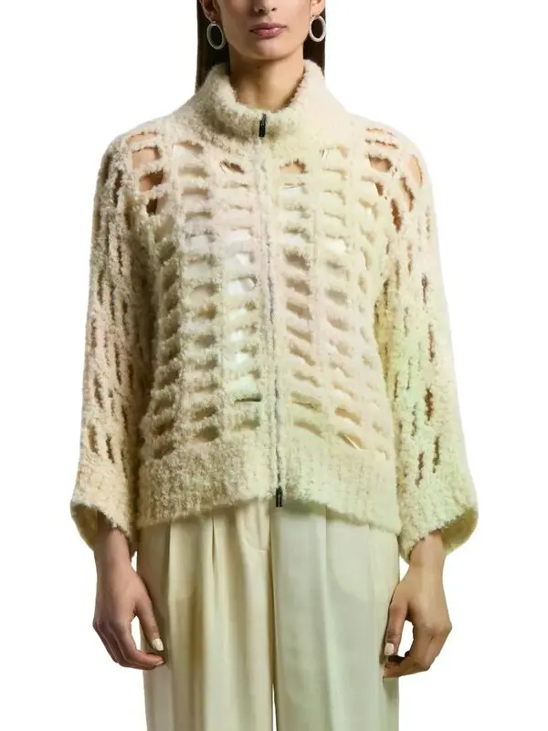 Peserico Geometric Cut-out Knit Cardigan - Neutrals