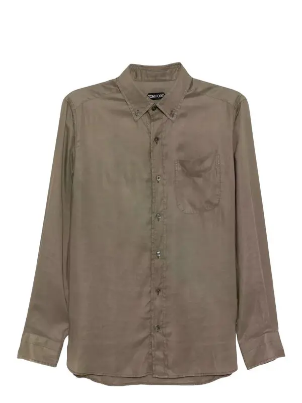 TOM FORD Gabardine Slim-fit Shirt - Green