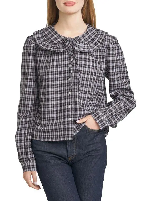 WAYF Dorothy Collared Shirt - Black Plaid