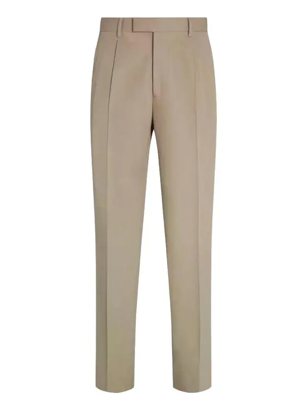 Zegna Pleated Straight Leg Trousers - Neutrals