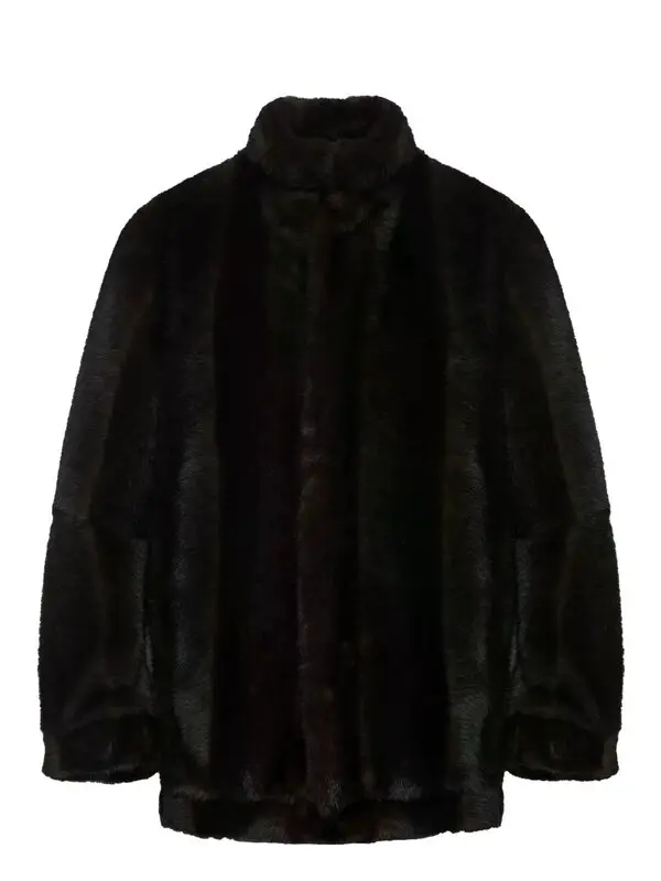 MAISON MARGIELA Faux-fur High-collar Jacket - Brown