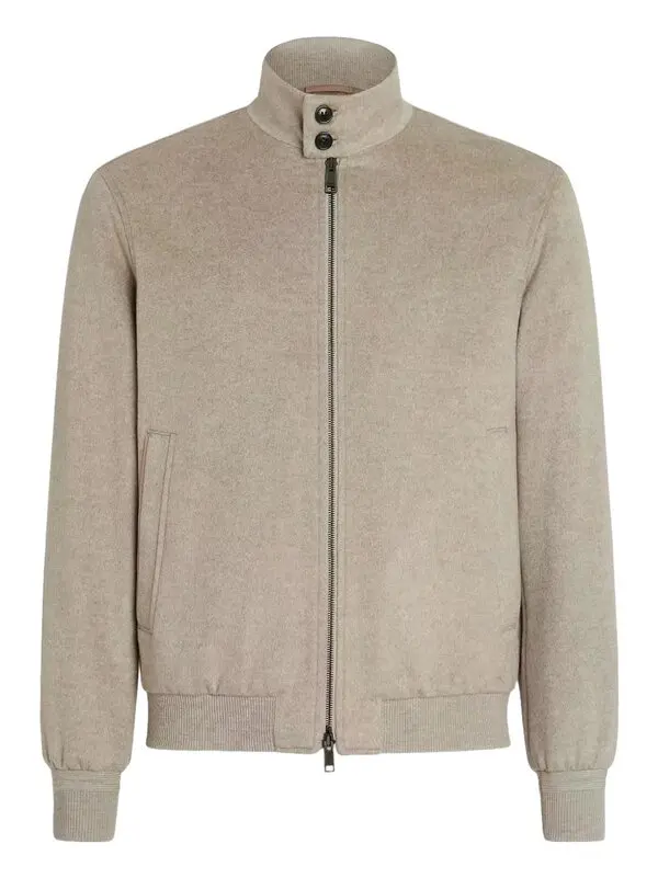 Zegna Cashmere Zip-fastening Bomber Jacket - Neutrals