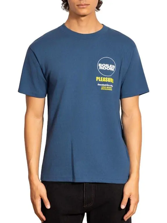 PLEASURES X Boiler Room Turntable Graphic T-shirt - Blue