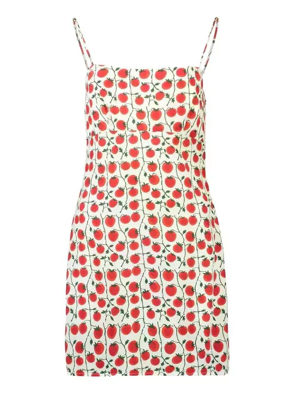 Staud Remington Tomato-print Slip Dress - Neutrals