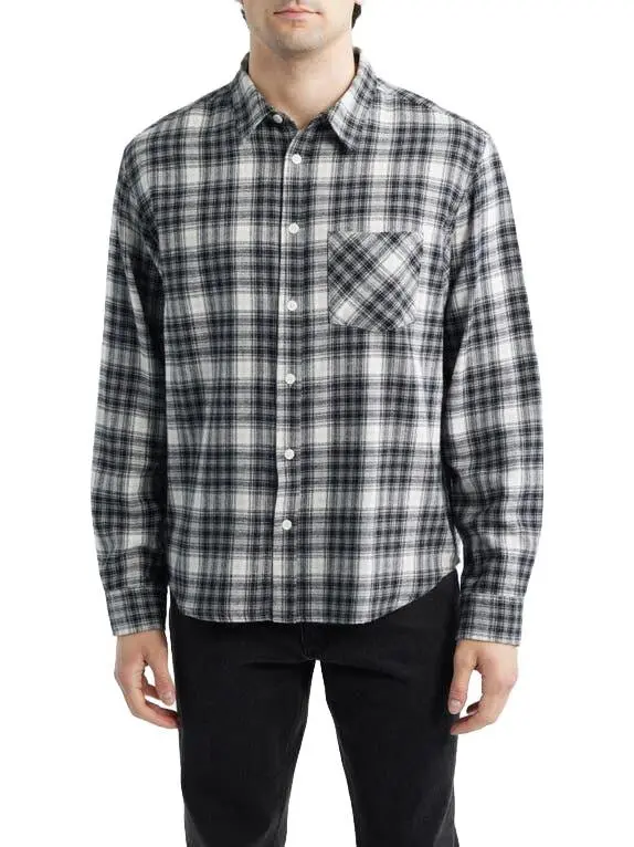 925 ORIGINALS Foreman Classic Fit Plaid Flannel Button-up Shirt - Black/titanium