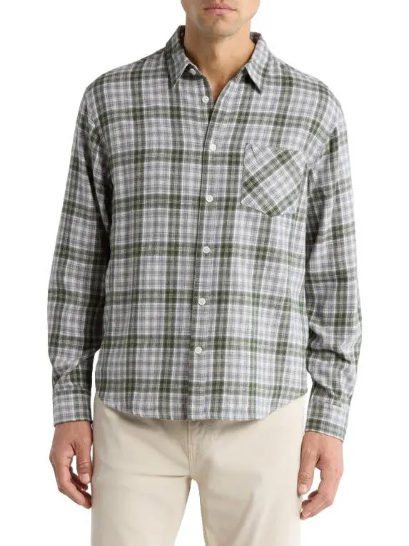 925 ORIGINALS Foreman Classic Fit Plaid Flannel Button-up Shirt - Dark Green/grey