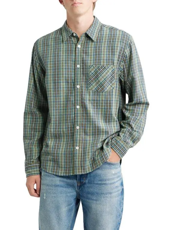 925 ORIGINALS Foreman Classic Fit Plaid Flannel Button-up Shirt - Green