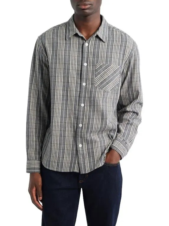 925 ORIGINALS Foreman Classic Fit Plaid Flannel Button-up Shirt - Grey