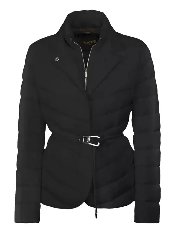 MOORER Belted Quilted Jacket - Black