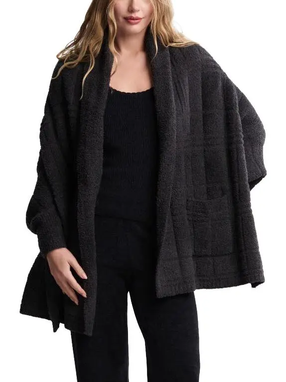 Barefoot Dreams Cozychic® Tonal Plaid Open Front Cardigan - Carbon