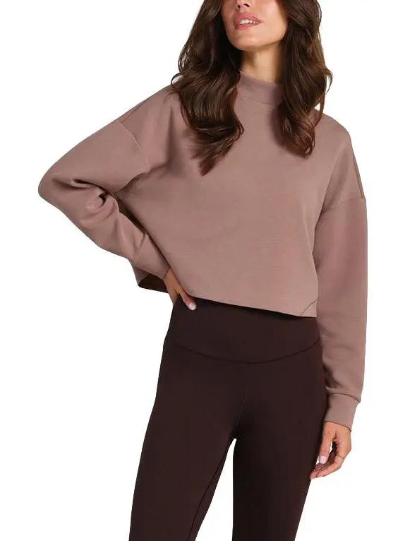 RHONE Dreamglow Mock Neck Crop Sweatshirt - Clay Mist