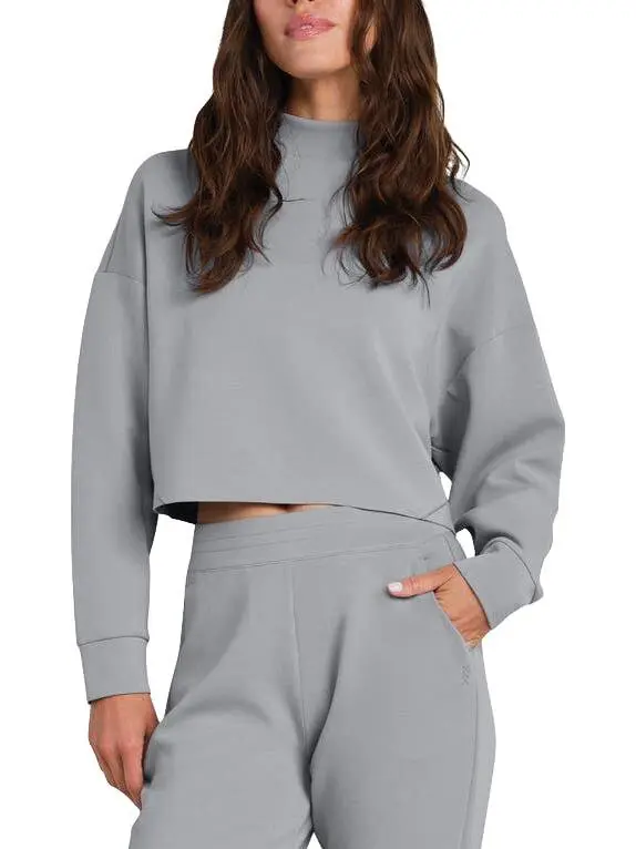 RHONE Dreamglow Mock Neck Crop Sweatshirt - Steel Grey