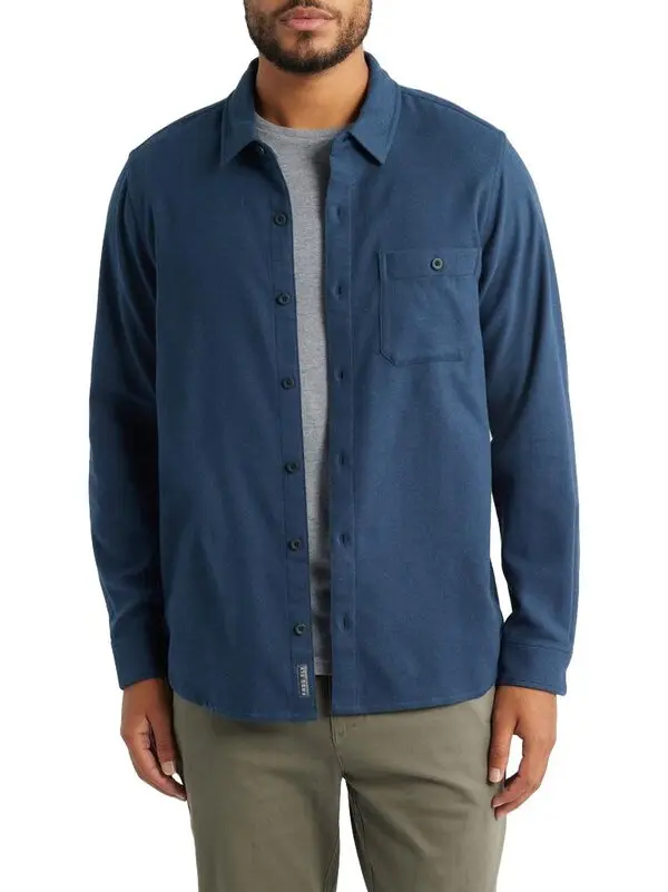 FREE FLY Seawool Flannel Button-up Shirt - Deep Navy