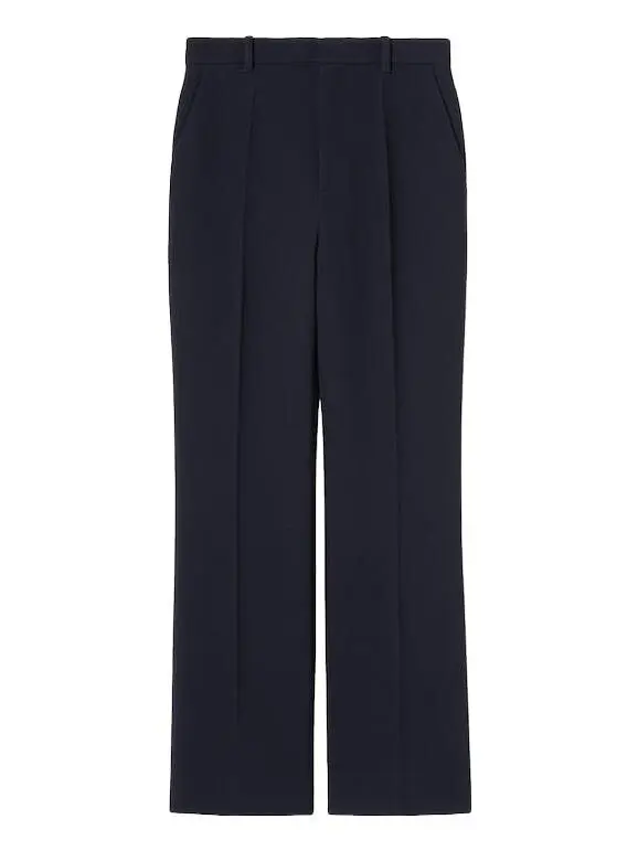 Gucci Light Wool Crêpe Boot-cut Pant With Embroidery - Blue