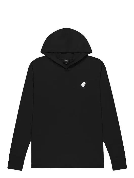 DALIX Ghost Hooded Long Sleeve Jersey Tee - Black